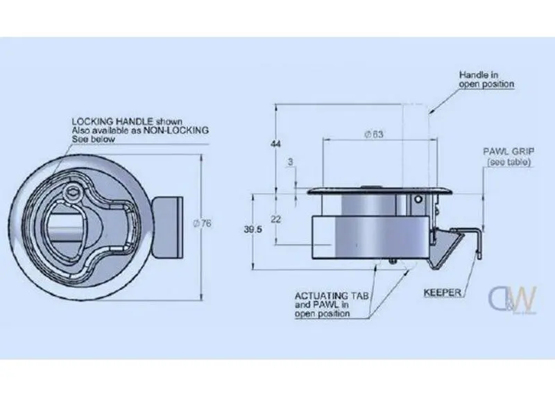 Black Finger Pull Latch | Single Round-Hole Installation