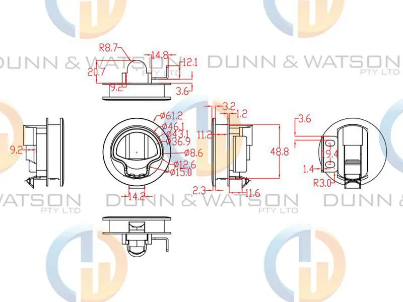 Black Finger Pull Latch | Single Round-Hole Installation